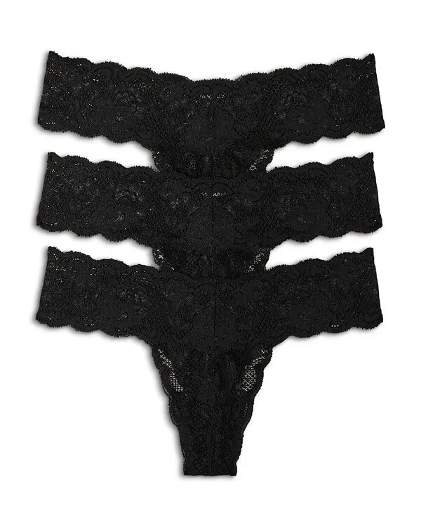 Cosabella Never Say Never Cutie Low-rise Thongs, Set Of 3 - Black/black/black