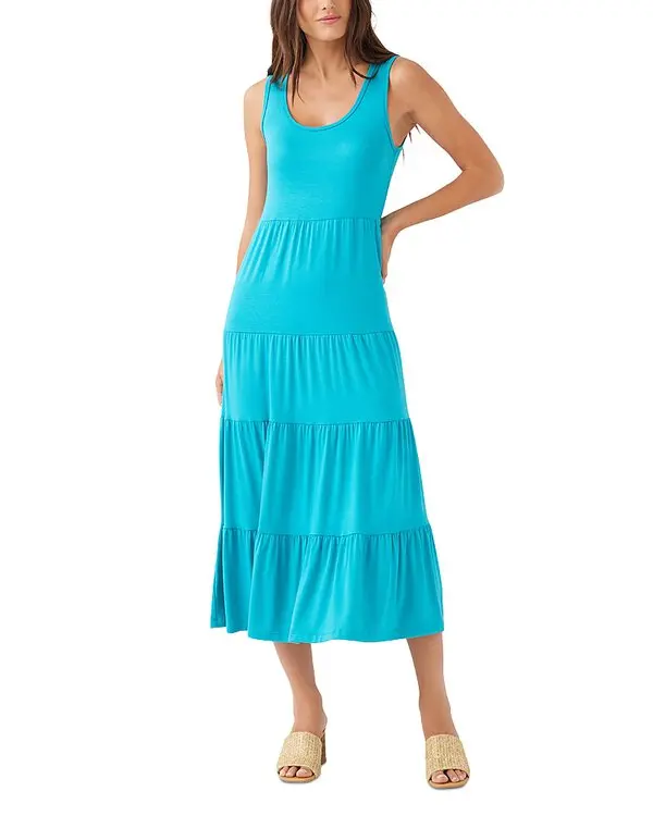 Karen Kane Tiered Midi Dress - Teal