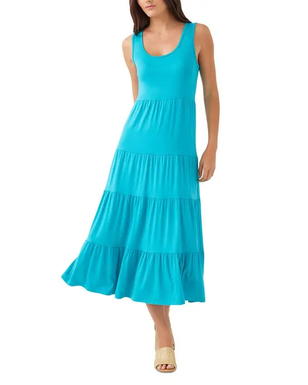 Karen Kane Tiered Midi Dress - Teal