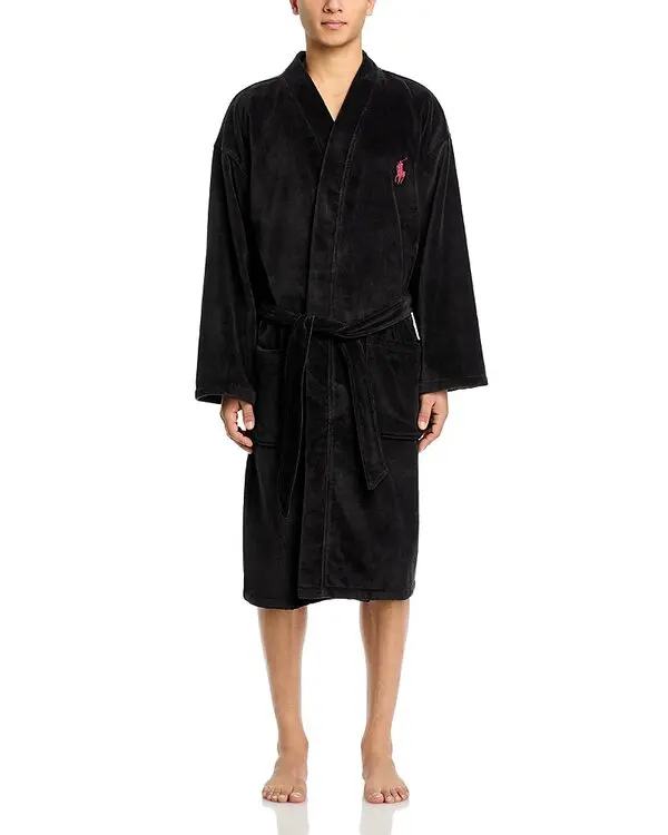 Polo Ralph Lauren Kimono Cotton Velour Robe - Polo Black