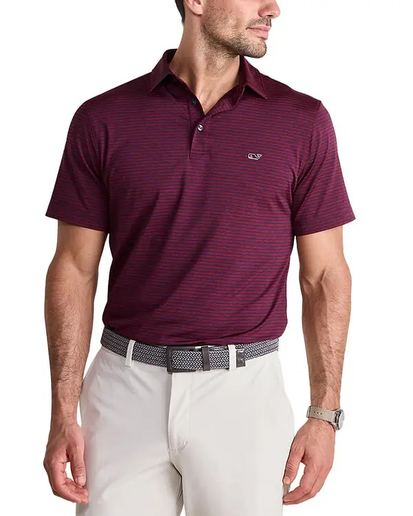 Vineyard Vines Bradley Striped Sankaty Polo Shirt - Crimson