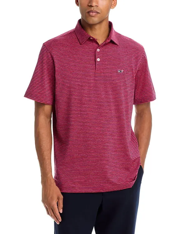 Vineyard Vines Bradley Striped Sankaty Polo Shirt - Red/blue Depth