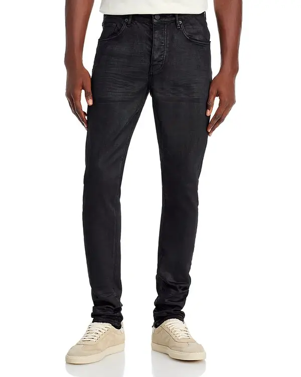 PURPLE BRAND 3-d Resin Skinny Fit Jeans - Black Repair