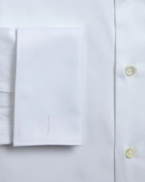 Canali Herringbone French Cuff Classic Fit Dress Shirt - White |  Editorialist