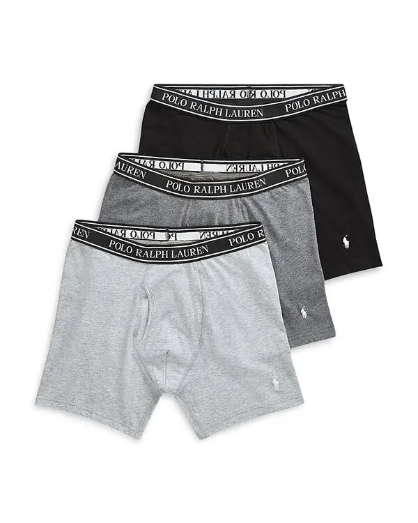 Polo Ralph Lauren Stretch Cotton Boxer Briefs Pack Of 3 - Black/gray