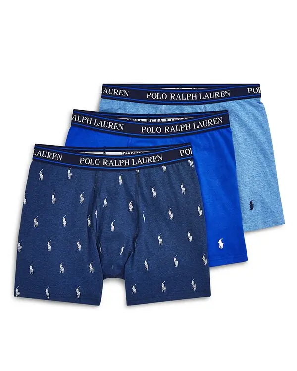 Polo Ralph Lauren Stretch Cotton Boxer Briefs Pack Of 3 - Blue