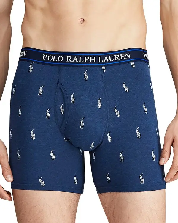 Polo Ralph Lauren Stretch Cotton Boxer Briefs Pack Of 3 - Blue