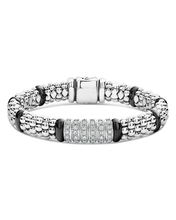 Lagos Sterling Silver, Diamond & Ceramic Bracelet - Black/silver
