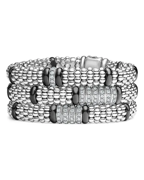 Lagos Sterling Silver, Diamond & Ceramic Bracelet