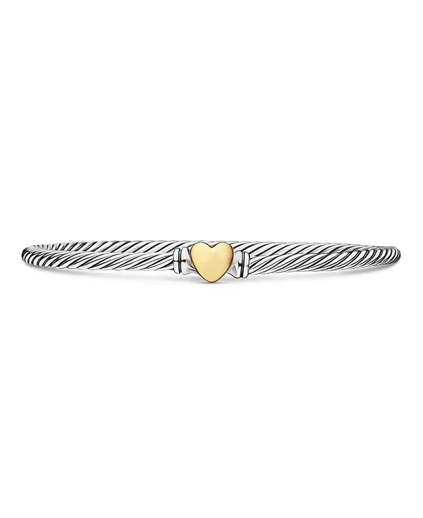 David Yurman Cable Collectibles Heart Bracelet - Silver/yellow Gold