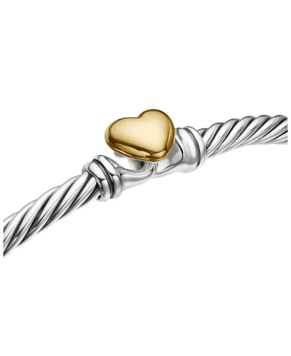 David Yurman Cable Collectibles Heart Bracelet In Sterling Silver With 18k Yellow Gold, 3mm - Silver/yellow Gold