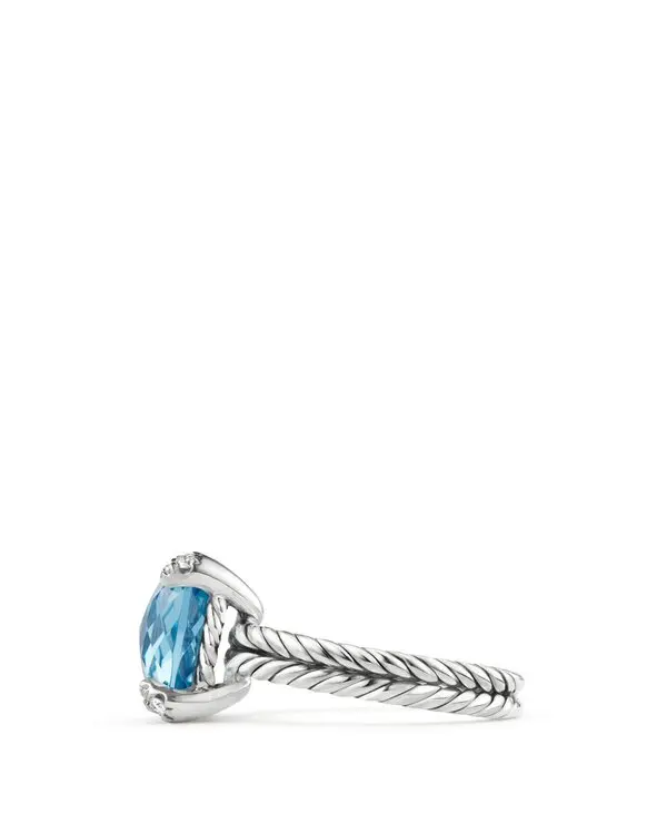 David Yurman Chatelaine Ring With Gemstone And Diamonds - Blue Topaz