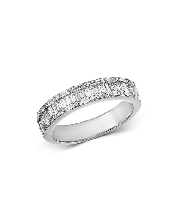 Bloomingdale'S Diamond Baguette & Round Band Ring In 14k Gold, 0.70 Tcw - White