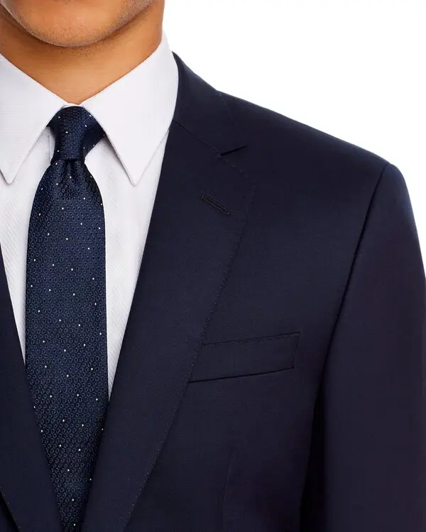 BOSS H-huge Wool Twill Slim Fit Suit - Navy