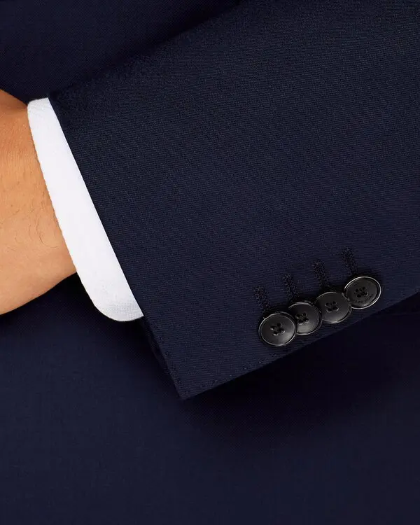 BOSS H-huge Wool Twill Slim Fit Suit - Navy