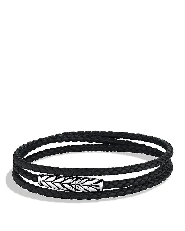 David Yurman Chevron Triple Wrap Bracelet - Silver/black