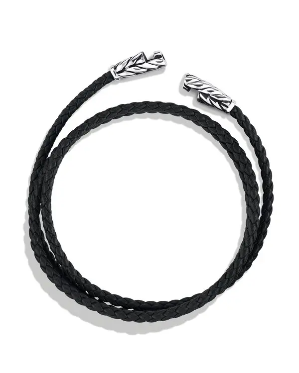 David Yurman Chevron Triple Wrap Bracelet - Silver/black