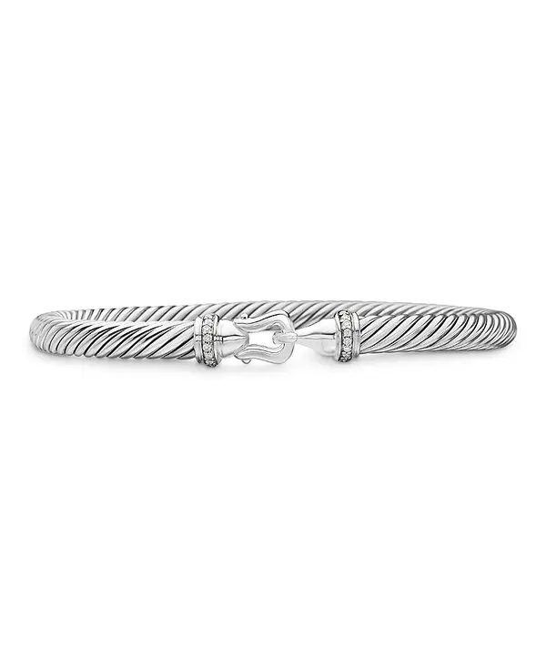 David Yurman Cable Buckle Bracelet With Diamonds - Silver
