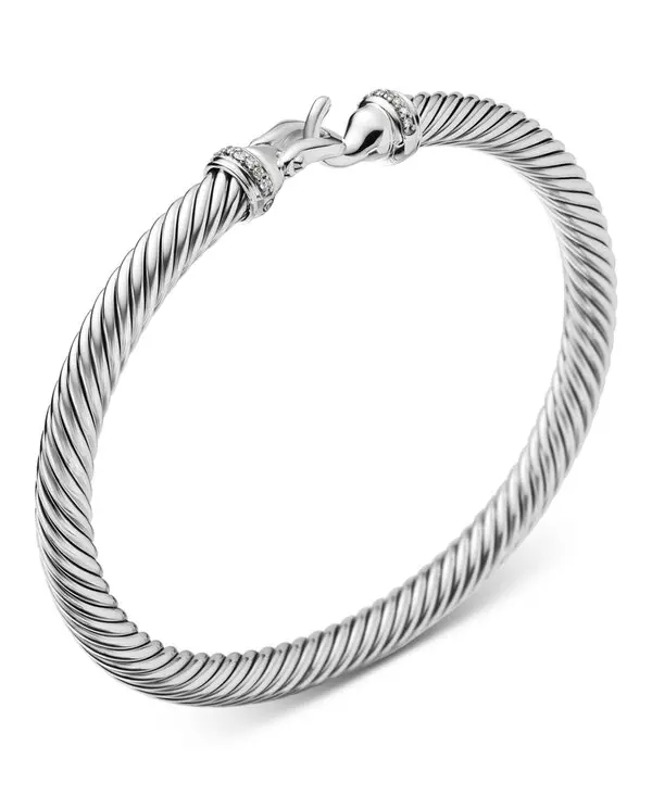 David Yurman Cable Buckle Bracelet With Diamonds - Silver