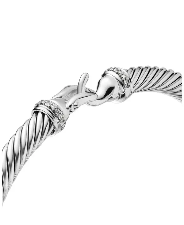 David Yurman Cable Buckle Bracelet With Diamonds - Silver