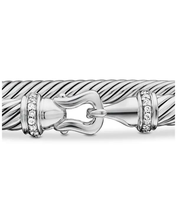 David Yurman Cable Buckle Bracelet With Diamonds - Silver