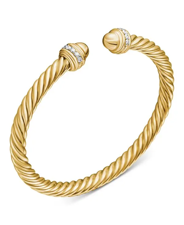David Yurman Cable Bracelet In 18k Gold With Diamonds