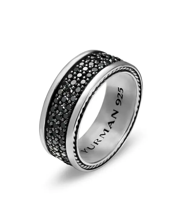 David Yurman Streamline Band Ring With Black Diamonds - Black/silver