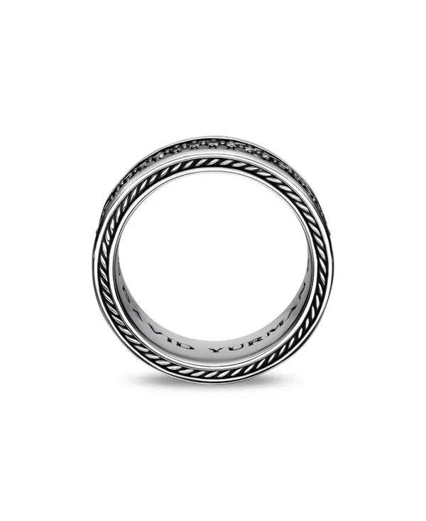 David Yurman Streamline Band Ring With Black Diamonds - Black/silver
