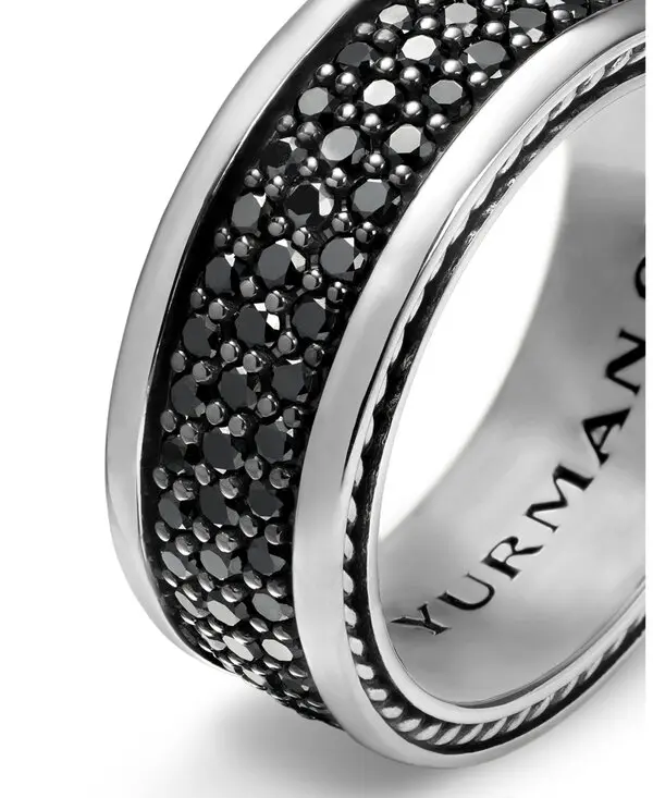David Yurman Streamline Band Ring With Black Diamonds - Black/silver