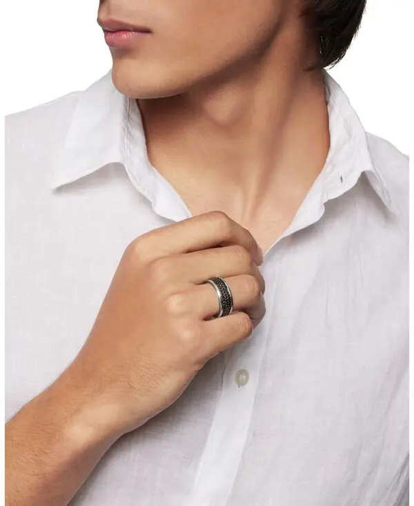 David Yurman Streamline Band Ring With Black Diamonds - Black/silver