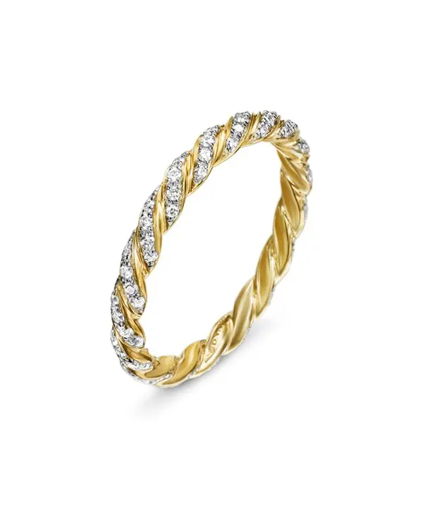 David Yurman Paveflex Ring In 18k Gold With Diamonds - White/gold