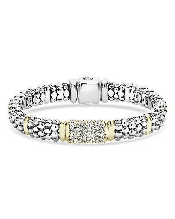 Lagos Caviar Rope Bracelet With Diamonds And 18k Gold - Silver/gold
