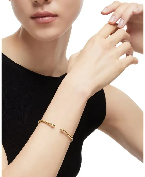 David Yurman Classic Cable Spira Bracelet With Diamonds - Gold