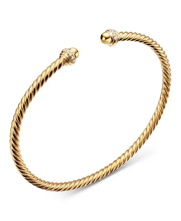 David Yurman Classic Cable Spira Bracelet With Diamonds - Gold