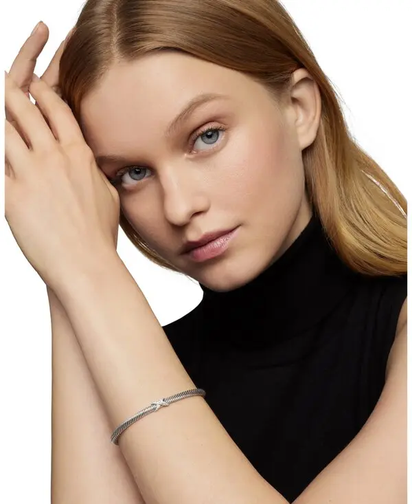 David Yurman X Bracelet With Diamonds - Silver