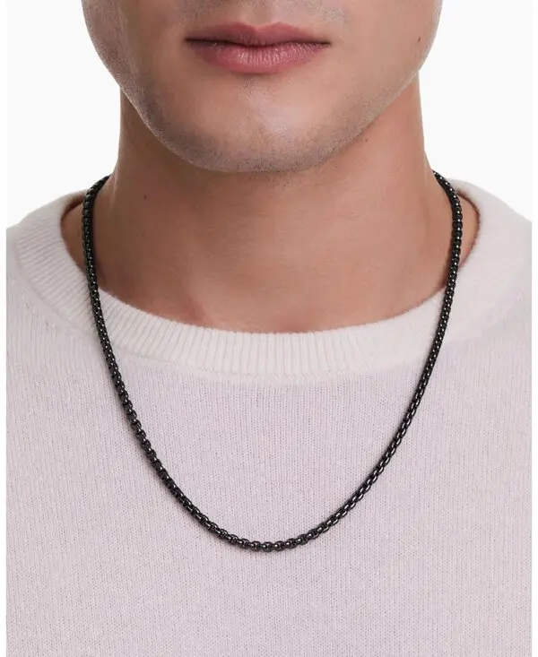 David Yurman Darkened Stainless Steel Box Chain Necklace - Black