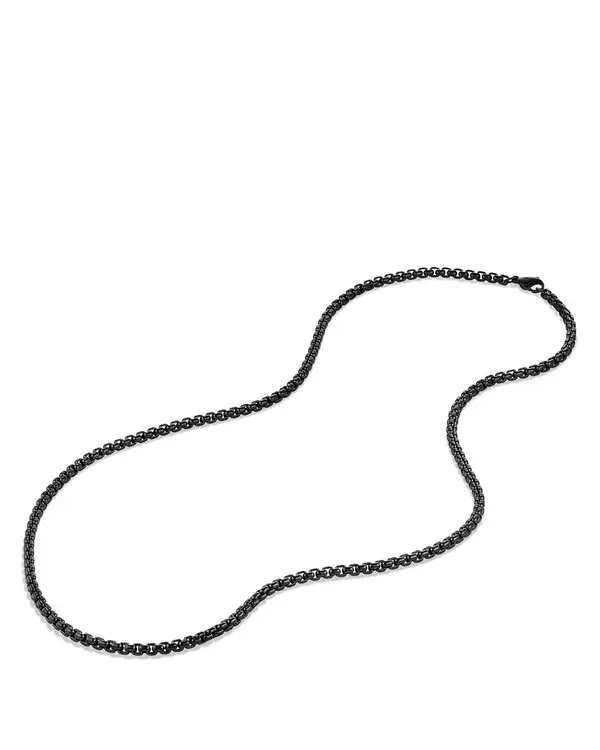David Yurman Darkened Stainless Steel Box Chain Necklace - Black