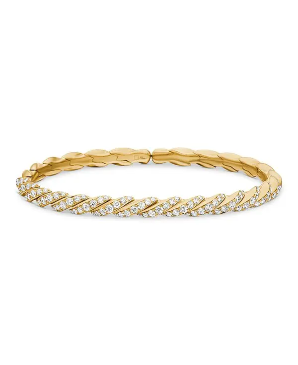 David Yurman Sculpted Cable Flex Bracelet In 18k Yellow With Diamonds, 5mm - Gold