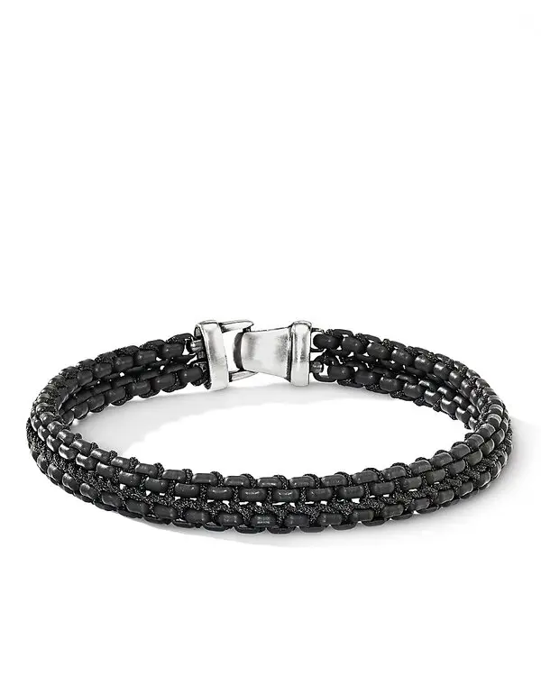 David Yurman Woven Box Chain Bracelet - Silver/black