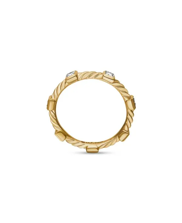 David Yurman 18k Yellow Cable Collectibles Diamond Stack Ring - Gold