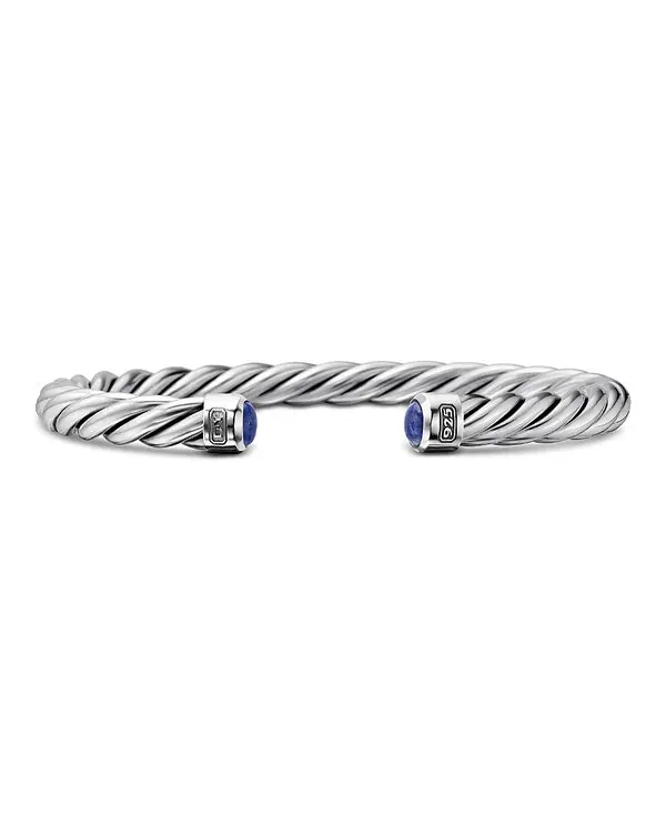 David Yurman Cable Classic Cuff Bracelet With - Lapis Lazuli
