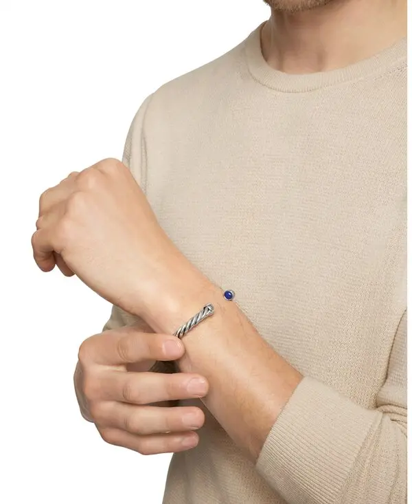 David Yurman Cable Classic Cuff Bracelet With - Lapis Lazuli