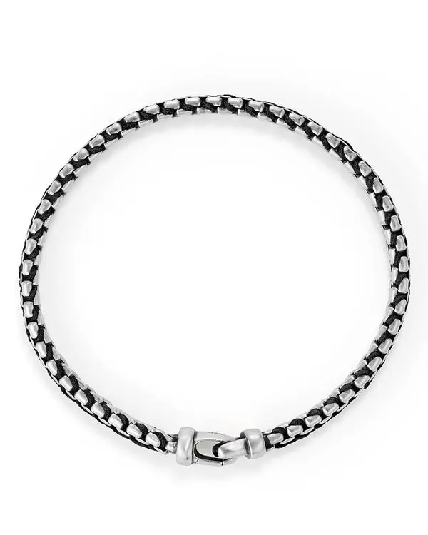 David Yurman Woven Box Chain Bracelet In Sterling And Black Nylon - Black/silver