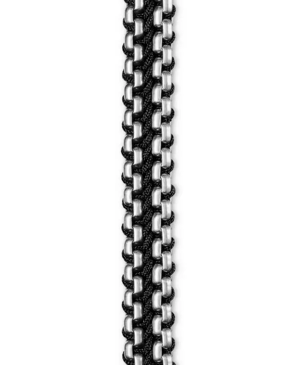 David Yurman Woven Box Chain Bracelet In Sterling And Black Nylon - Black/silver