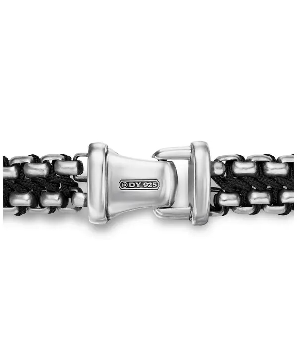 David Yurman Woven Box Chain Bracelet In Sterling And Black Nylon - Black/silver