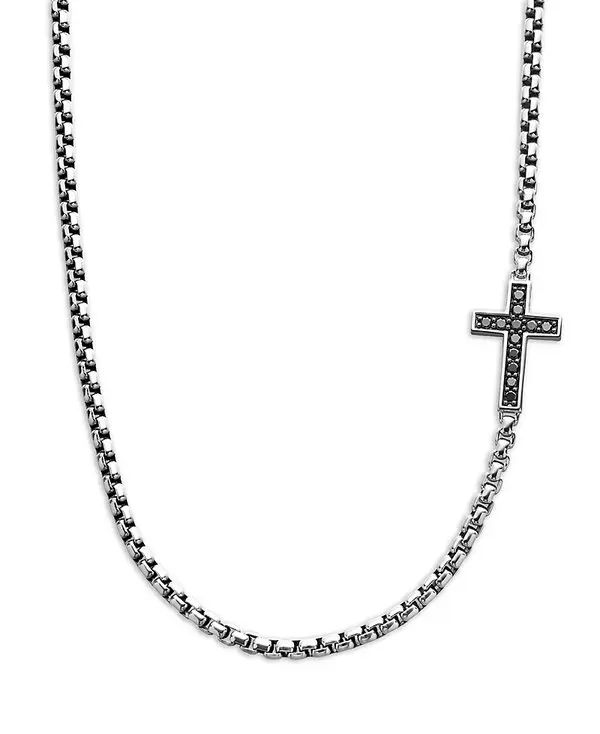 David Yurman Pave Cross Necklace - Black/silver