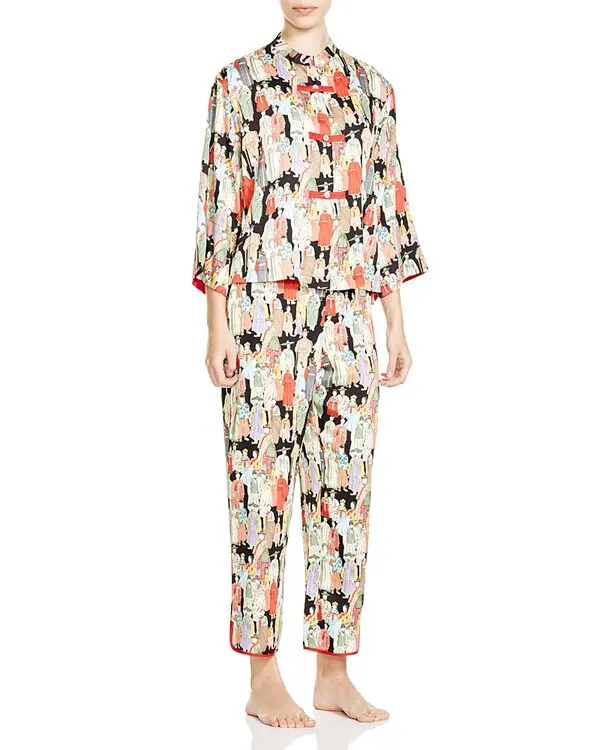 Natori Dynasty Mandarin Pajama Set - Black Print