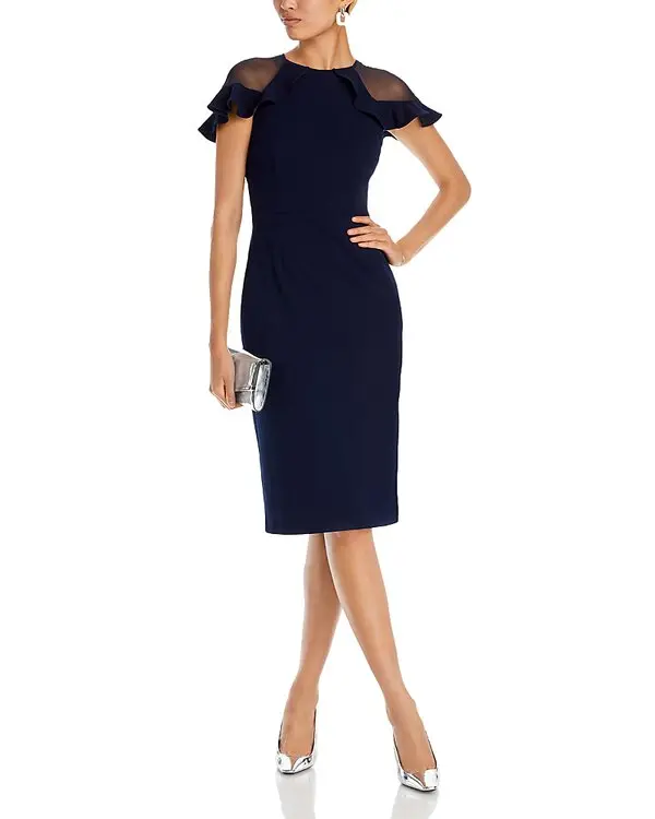 Eliza J Ruffle Sleeve Cocktail Sheath Dress