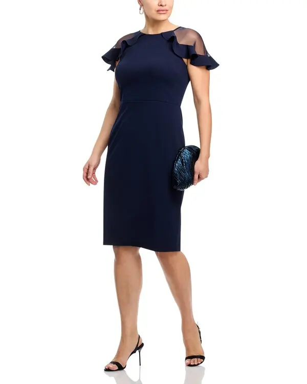 Eliza J Ruffle Sleeve Cocktail Sheath Dress