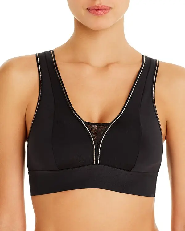 Simone Perele Harmony Low Impact Lace Trim Sports Bra - Black